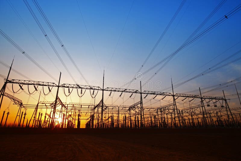 High Voltage Electric Tower Line Stock Photo - Image of framework ...