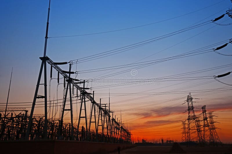 High Voltage Electric Tower Line Stock Photo - Image of build ...