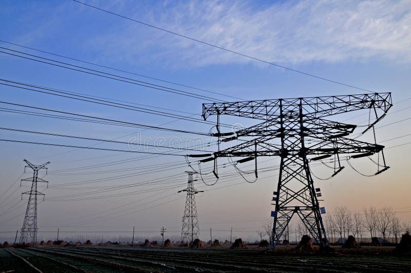 High Voltage Electric Tower Line Stock Image - Image of pollution ...