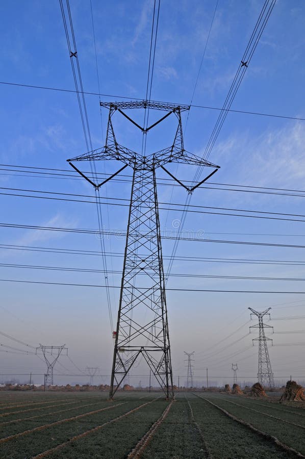 High Voltage Electric Tower Line Stock Image - Image of environment ...