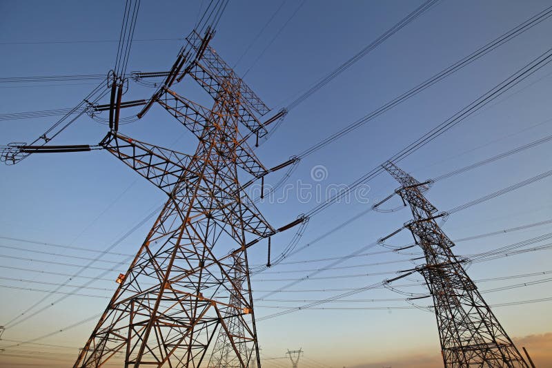 High Voltage Electric Tower Line Stock Photo - Image of framework ...
