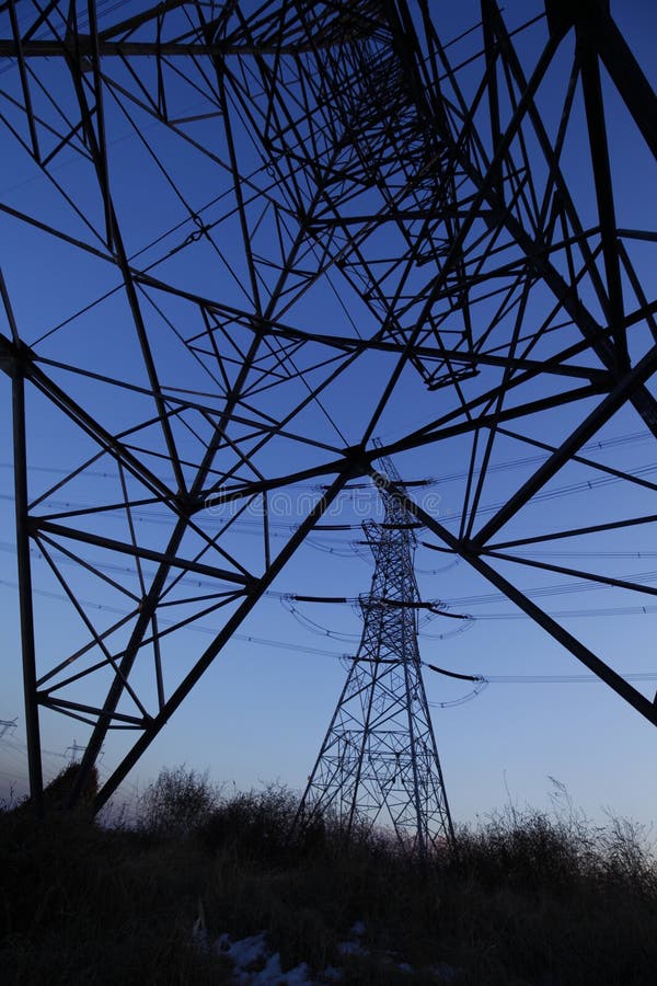 High Voltage Electric Tower Line Stock Image - Image of mountain ...