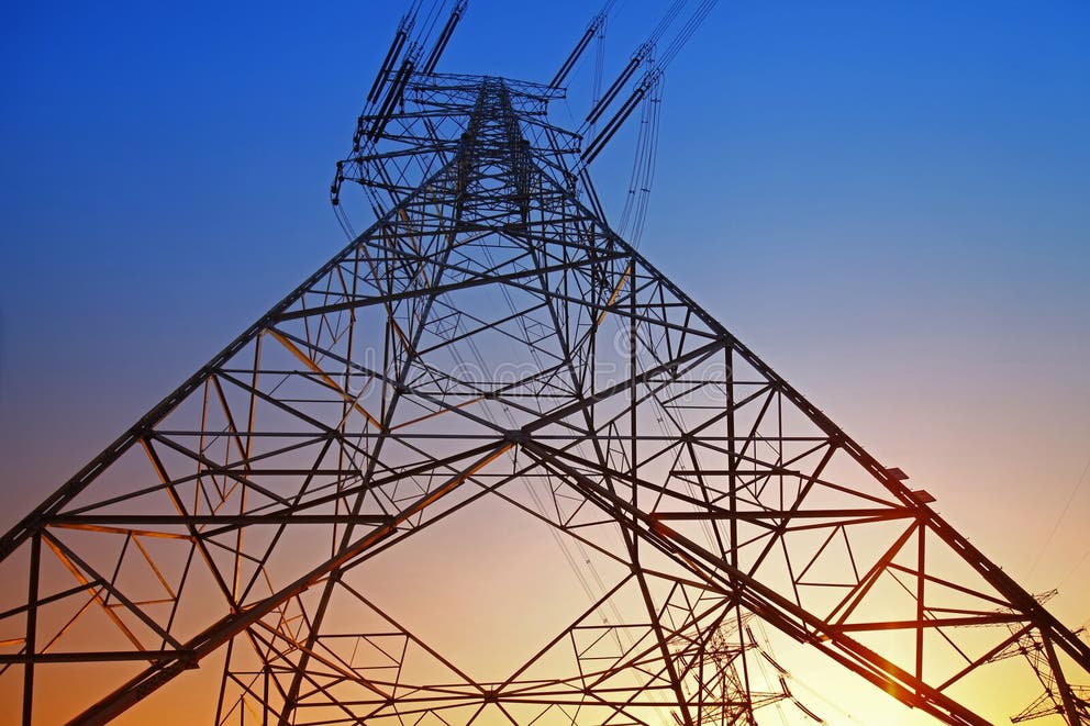 High Voltage Electric Tower Line Stock Photo - Image of high, wire ...