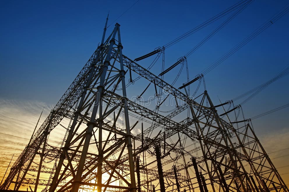 High Voltage Electric Tower Line Stock Image - Image of industry ...