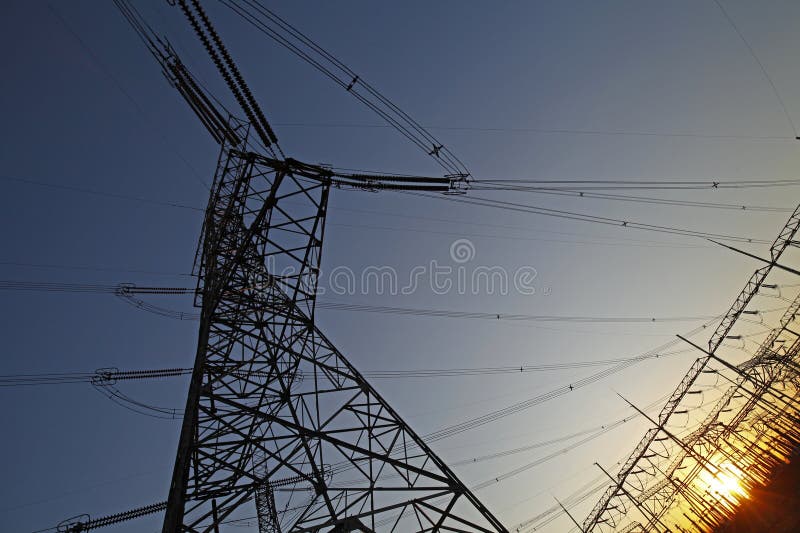 High Voltage Electric Tower Line Stock Image - Image of build, industry ...