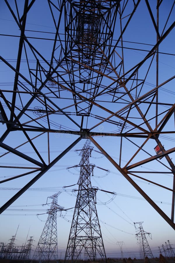 High Voltage Electric Tower Line Stock Photo - Image of build, industry ...
