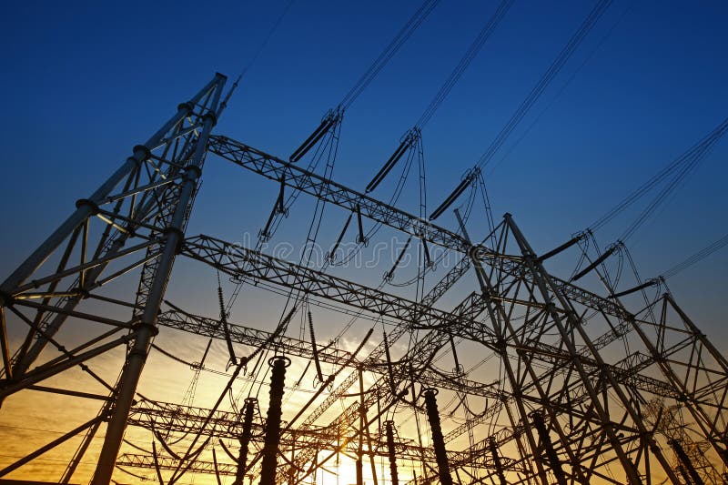 High Voltage Electric Tower Line Stock Image - Image of electronics ...