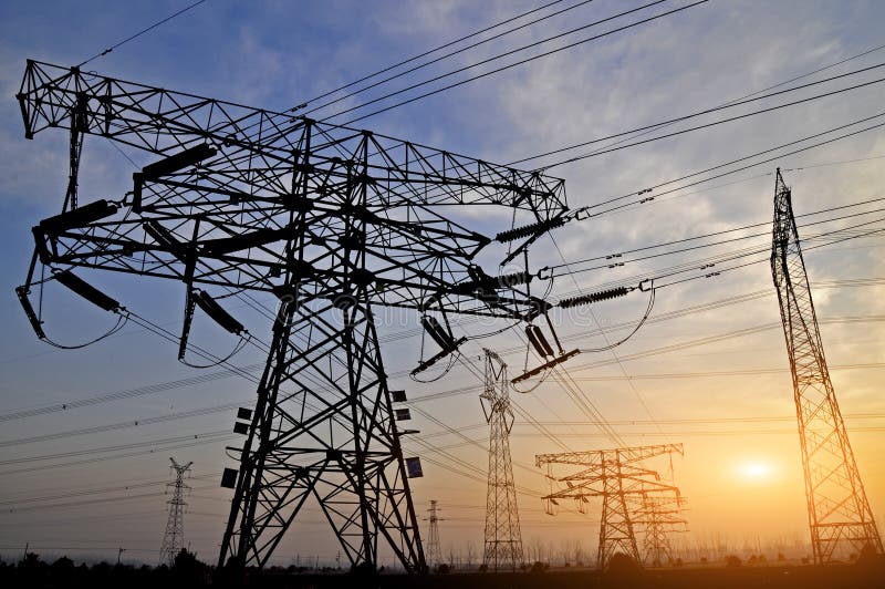 High Voltage Electric Tower Line Stock Illustration - Illustration of ...