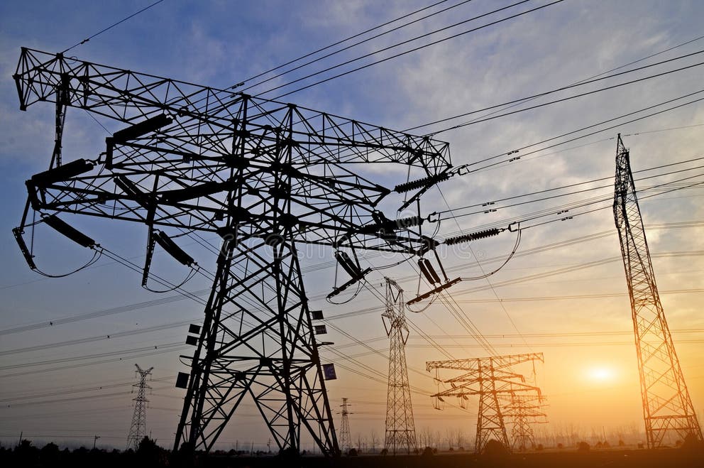 High Voltage Electric Tower Line Stock Illustration - Illustration of ...