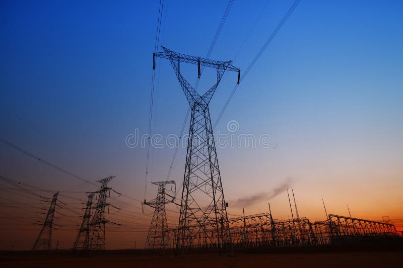 High Voltage Electric Tower Line Stock Image - Image of current ...