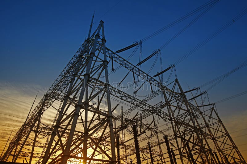 High Voltage Electric Tower Line Stock Illustration - Illustration of ...