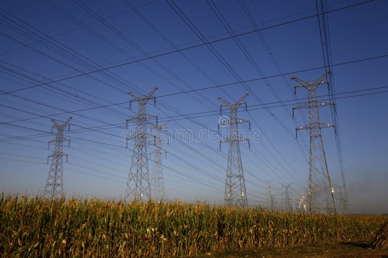 High Voltage Electric Tower Line Stock Illustration - Illustration of ...