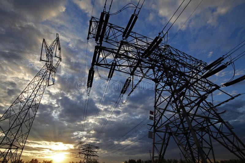 High Voltage Electric Tower Line Stock Illustration - Illustration of ...