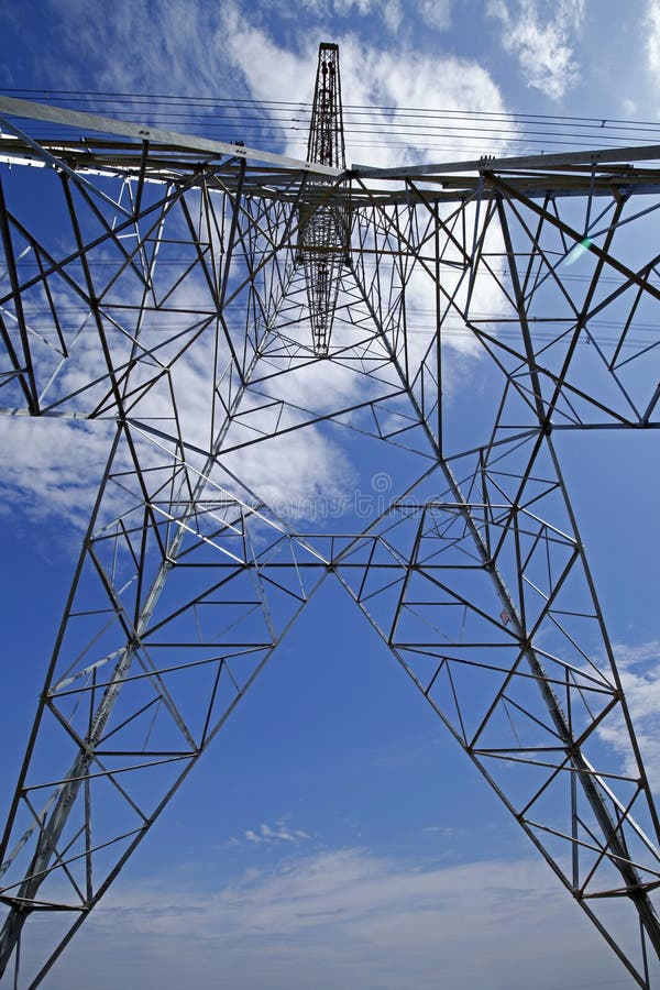 High Voltage Electric Tower Line Stock Photo - Image of building ...