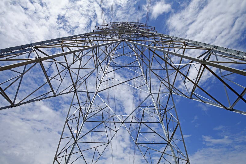 High Voltage Electric Tower Line Stock Photo - Image of building ...