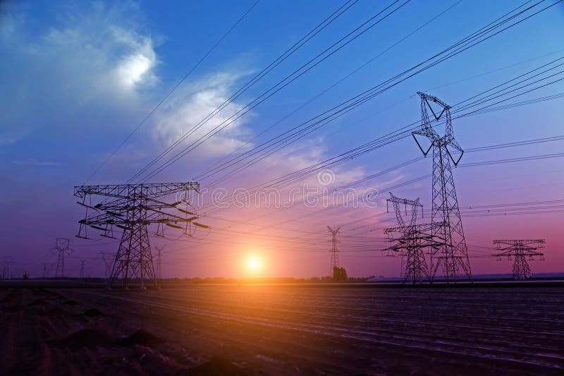 High Voltage Electric Tower Line Stock Image - Image of alternative ...