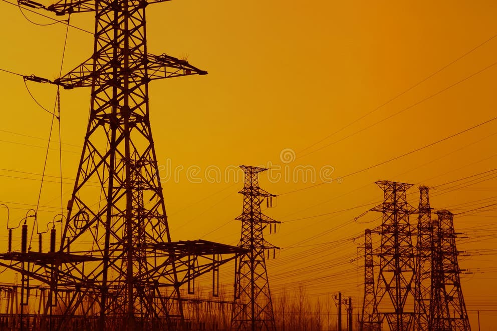 High Voltage Electric Tower Line Stock Photo - Image of appliances ...