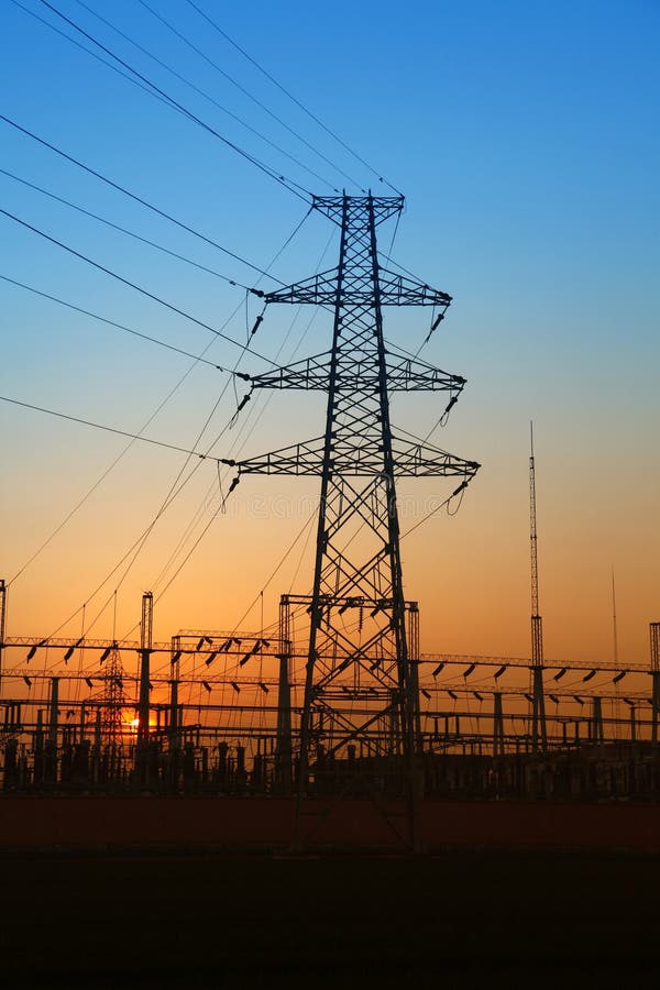 High Voltage Electric Tower Line Stock Image - Image of pollution ...