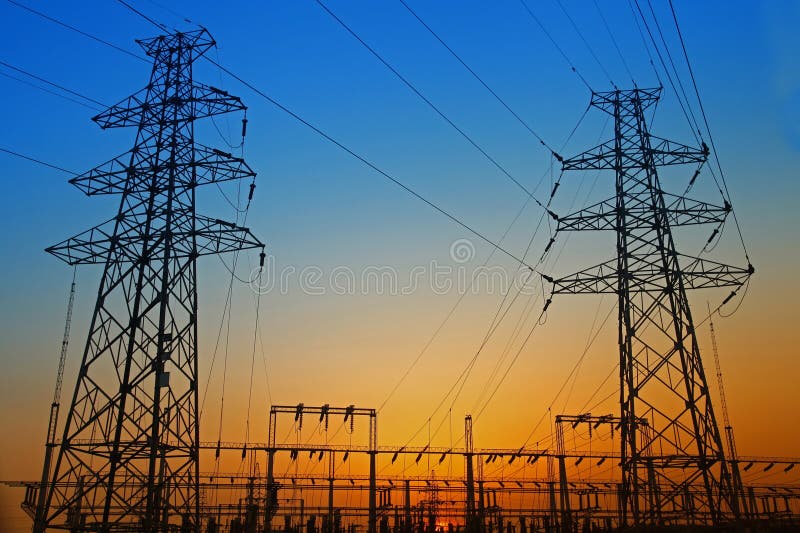 High Voltage Electric Tower Line Stock Illustration - Illustration of ...