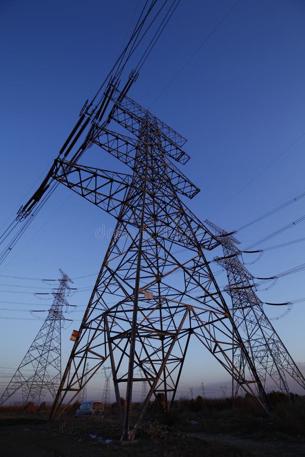 High Voltage Electric Tower Line Stock Photo - Image of wire ...