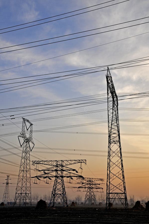 High Voltage Electric Tower Line Stock Photo - Image of appliances ...