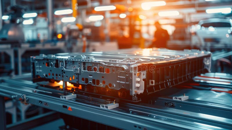 High Voltage Electric Vehicle Battery with Cooling System Components ...