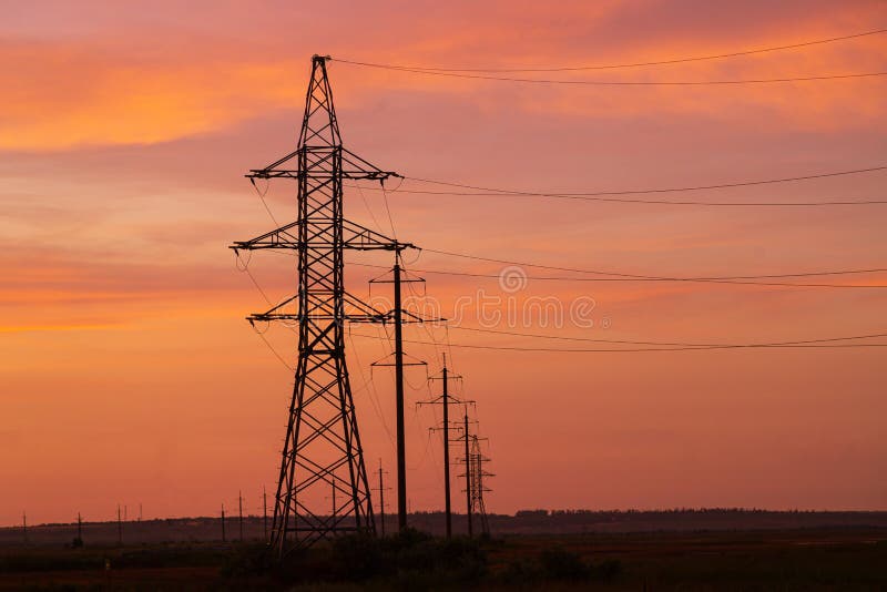 High Voltage Electric Wires and Power Grids Stock Image - Image of high ...