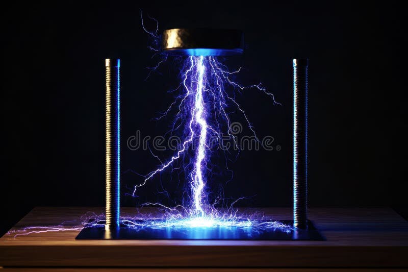 High Voltage Electrical Arc Demonstration with Striking Blue Lightning ...