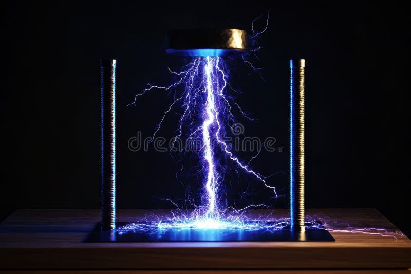 High Voltage Electrical Arc Demonstration with Striking Blue Lightning ...