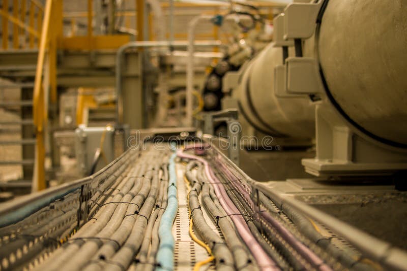 Electrical Cable Trays with Cables in an Industrial Site Stock Photo ...