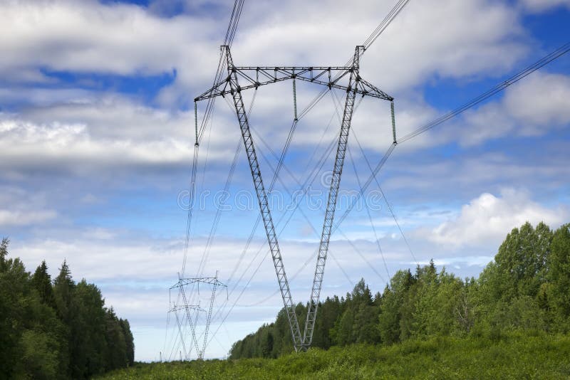 The High Voltage Electrical Line in Fields Stock Image - Image of power ...