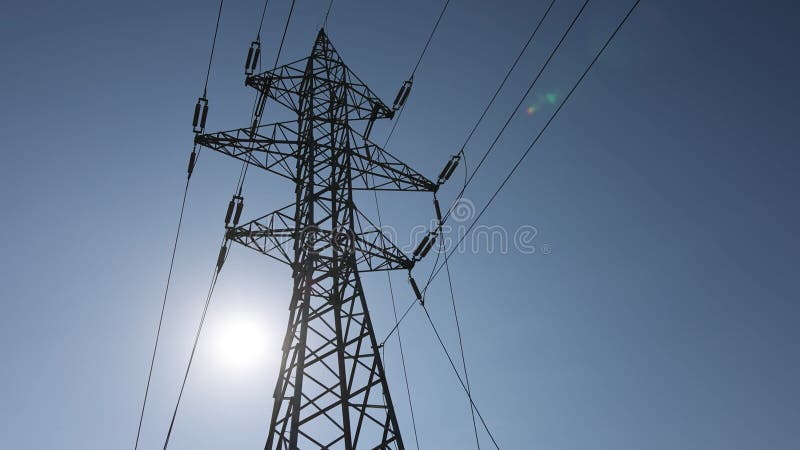 High Voltage Electrical Metallic Pole during a Sunny Day. Stock Video ...