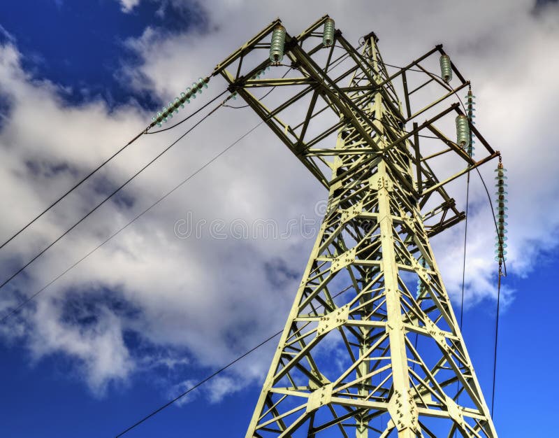 High Voltage Electrical Overhead Line Stock Image - Image of high ...