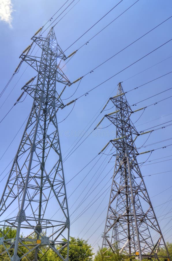 High Voltage Electrical Overhead Lines Stock Image - Image of power ...