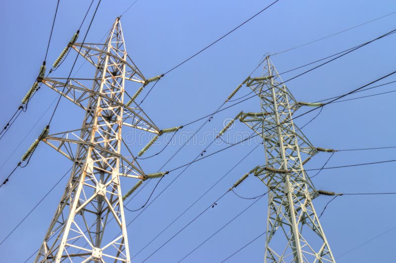 High Voltage Electrical Overhead Lines Stock Image - Image of industry ...