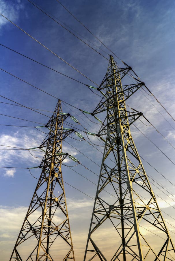 High Voltage Electrical Overhead Lines Stock Image - Image of high ...