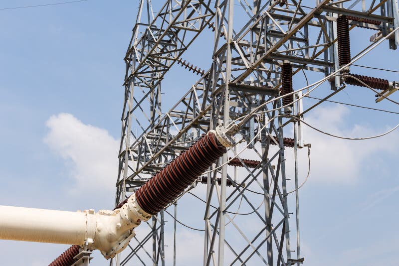 High Voltage Electrical Power Insulators Stock Image - Image of energy ...