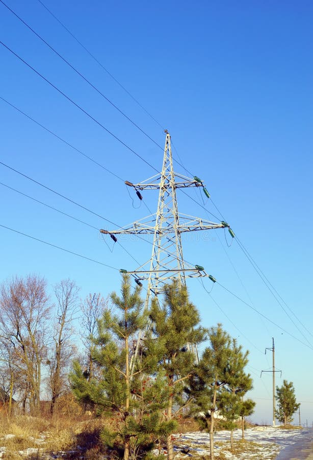 High Voltage Electrical Power Line Transmission Pylon Stock Image ...