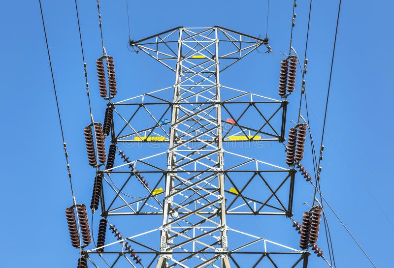 High Voltage Electrical Pylon in Electric Power Plants Power Substation ...