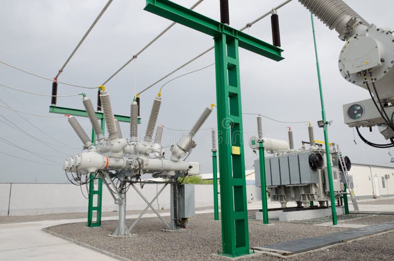 High Voltage Electrical Substation Stock Photo - Image of industrial ...