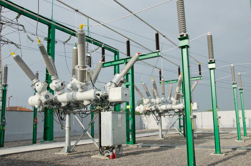 High Voltage Electrical Substation Stock Photo - Image of breaker, high ...