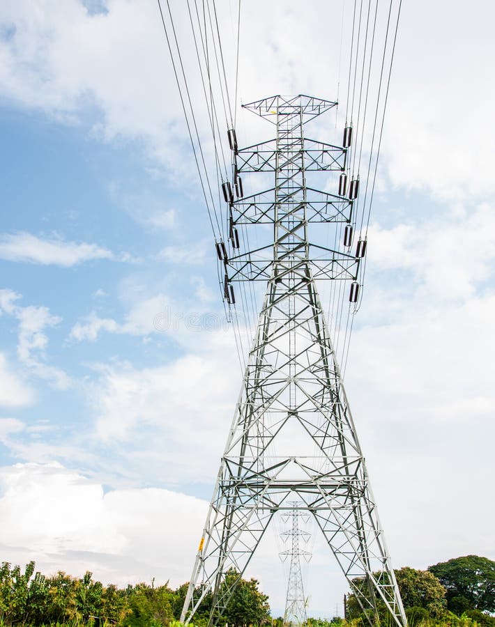 High Voltage Electrical Towers in Line Stock Photo - Image of industry ...