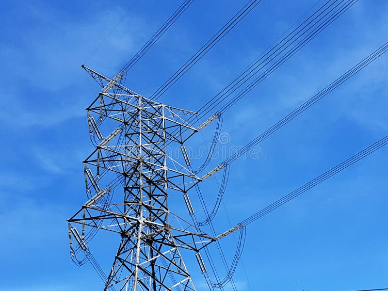 High-Voltage Electrical Transmission Lines Tower Stock Photo - Image of ...