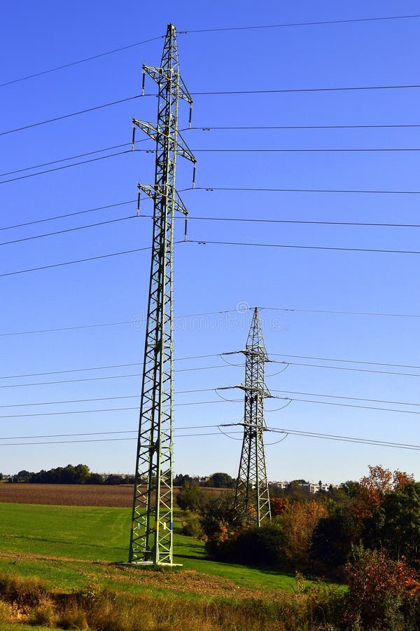 High Voltage Electrical Wire Poles Stock Image - Image of voltage, blue ...