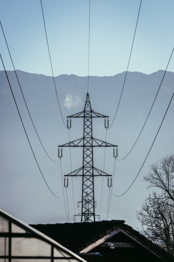 High Voltage Electricity Infrastructure, Smart Grid Stock Image - Image ...