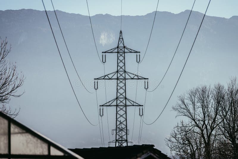 High Voltage Electricity Infrastructure, Smart Grid Stock Photo - Image ...