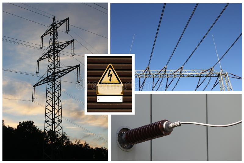 High Voltage Electricity Network Mix Stock Photo - Image of powerful ...