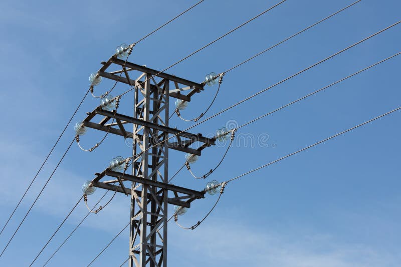 High Voltage Electricity Pole in Urban Setting - Power Distribution ...