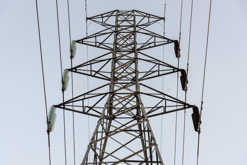 High Voltage Electricity Post with High Voltage Electricity Wires Stock ...