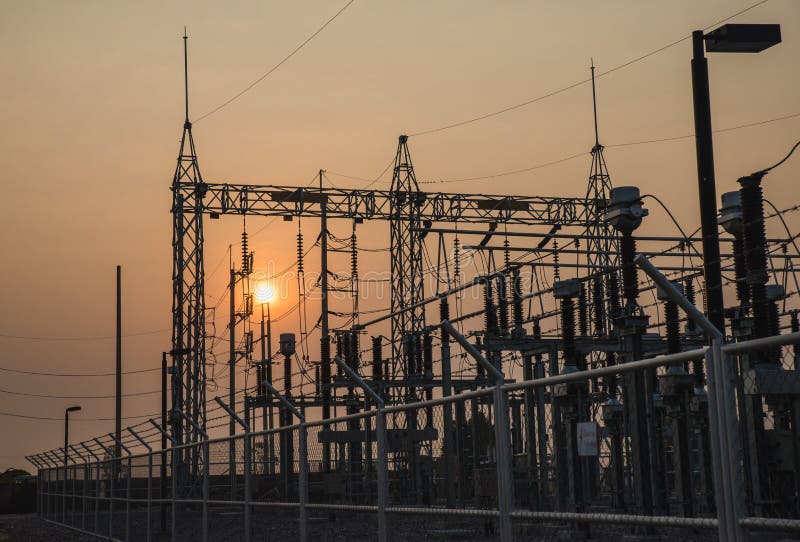 The High Voltage Equipment in the Outdoor Electrical Substation Stock ...